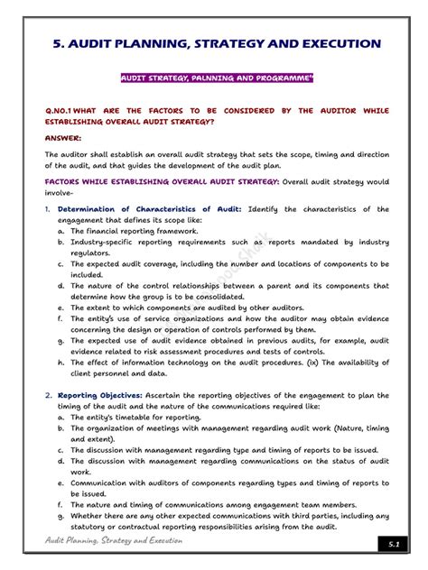 05 Audit Planning Strategy And Execution Pdf
