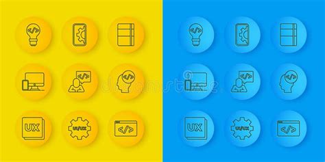 Set Line Ui Or Ux Design Monitor And Mobile Front End Development