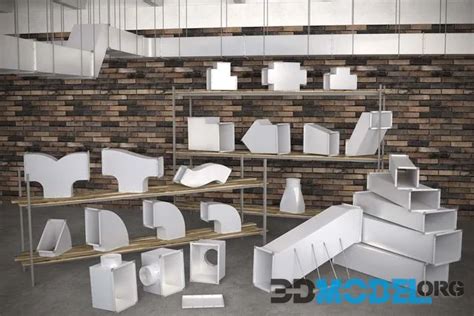 3d Model Rectangular Duct Duct Ventilation