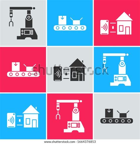 Set Assembly Line Conveyor Belt Cardboard Stock Vector Royalty Free 1664376853 Shutterstock