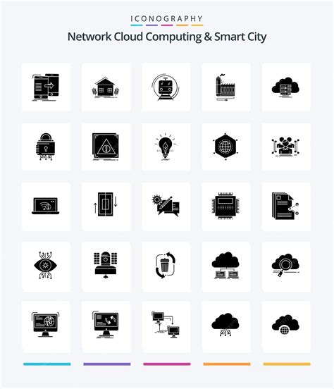 Creative Network Cloud Computing And Smart City 25 Glyph Solid Black Icon Pack Como El Consumo