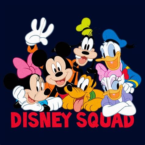 Mens Mickey And Friends Disney Squad Group Shot Pull Over Hoodie Navy