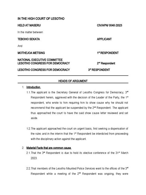 Heads Of Argument Pdf