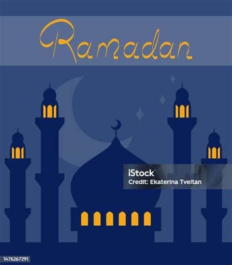 라마단 축하 엽서 또는 이슬람 축하 벡터 일러스트 레이 션에 대 한 배너 플랫 스타일 0명에 대한 스톡 벡터 아트 및 기타 이미지 0명 금색 라마단 Istock