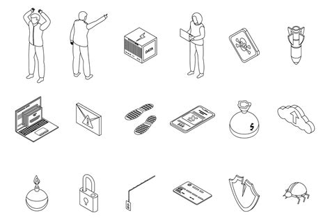 Fraud Icons Set Vector Outline Graphic By Ylivdesign · Creative Fabrica