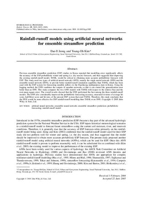 pdf rainfall runoff models using artificial neural networks for