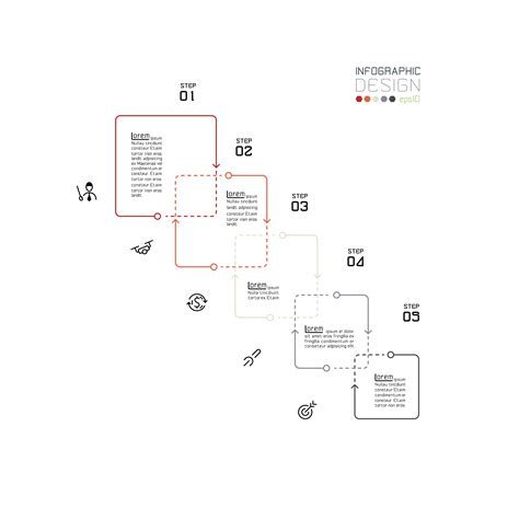 5 step overlapping squares business infographic 1235171 vector art at