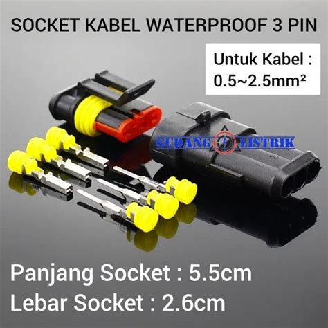 Jual Socket Kabel Waterproof Socket Skun Scun Connector Cable 3 Pin Shopee Indonesia