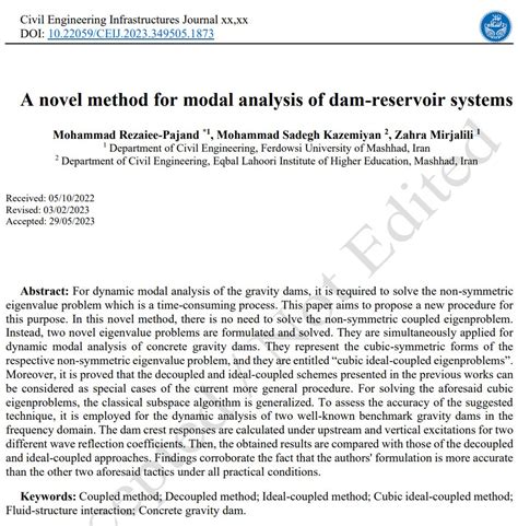 Concretedams Gravitydams Archdams Fluidstructureinteraction Modaldynamicanalysis