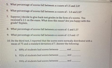 Solved Z Score Practice Complete The Questions And Submit