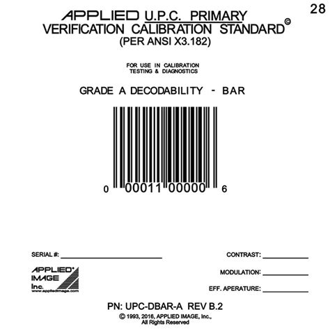 Barcode Conformance Calibration Standard Test Cards