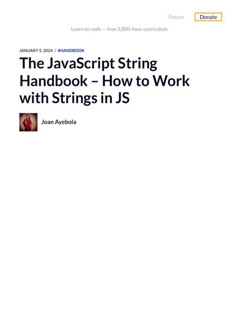 The Javascript String Handbook How To Work With Strings In Js Pdf Regular Expression