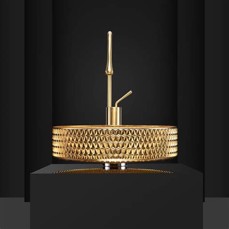 A Fabulous Diamond Gold Glass Vessel Sinks With A Brilliant Finish And An Exceedingly Opulent