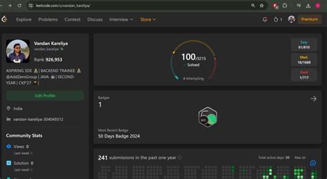Vandan Kareliya On Linkedin Leetcode Codingjourney Leetcode