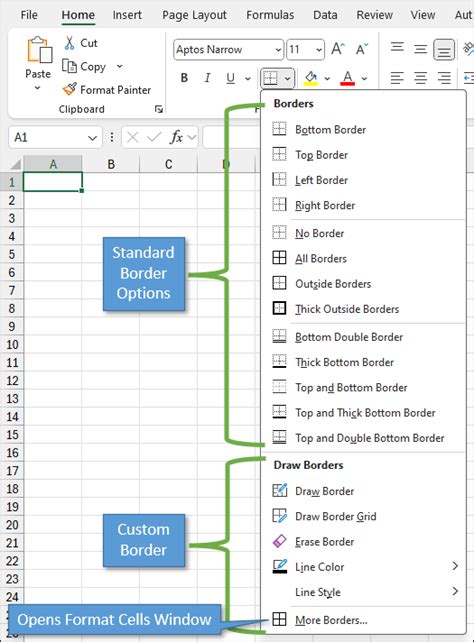 Adding Cell Borders In Excel Excel Campus
