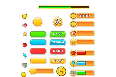 Cartoon Game Ui Set 01 Pre Designed Illustrator Graphics ~ Creative Market
