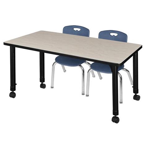 Kee 48 X 24 In Maple Height Adjustable Mobile Classroom Table And 12 In