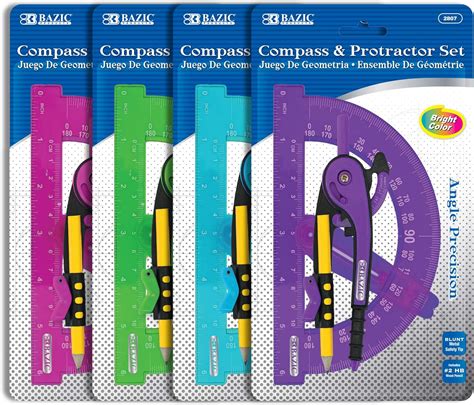 Bazic Geometry Math Compass Set Wscale Arm 6 Swing Arm Protractor