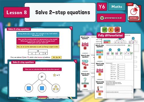 Year 6 Algebra Solve 2 Step Equations Lesson 8 Grammarsaurus