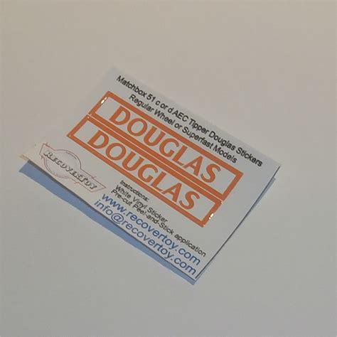 Matchbox Lesney 51cd2 Aec Tipper Douglas Sticker Set
