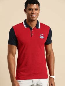 United Colors Of Benetton Colorblock Men Polo Neck Red T Shirt Buy