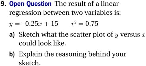 Solved 9 Open Question The Result Of A Linear Regression Between Two