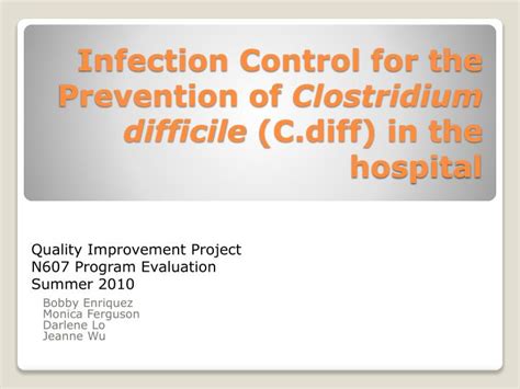 PPT Infection Control For The Prevention Of Clostridium Difficile C Diff In The Hospital