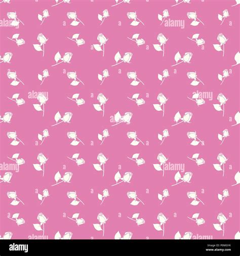 Roses Seamless Vector Geometric Monochromatic Background Pattern For Continuous Replicate On