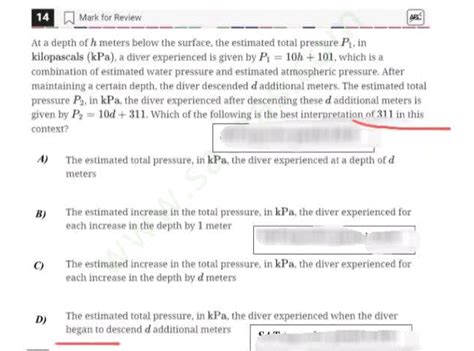 14 Mark For Review At A Depth Of H Meters StudyX