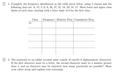 Solved Complete The Frequency Distribution In The Table Chegg