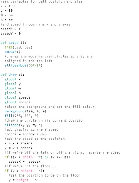 Processing In Python Mode Bouncing Ball