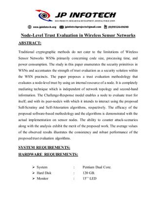Node Level Trust Evaluation In Wireless Sensor Networks PDF