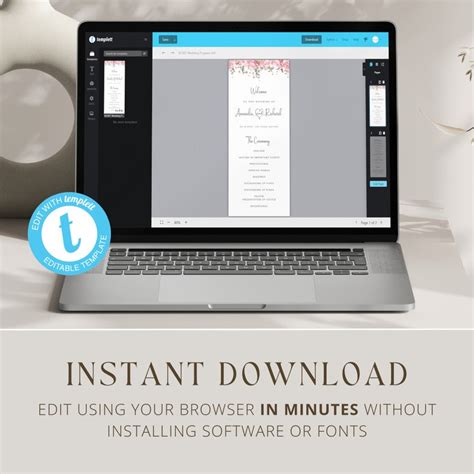 Double Sided Wedding Program Template Flowery Order Of Service