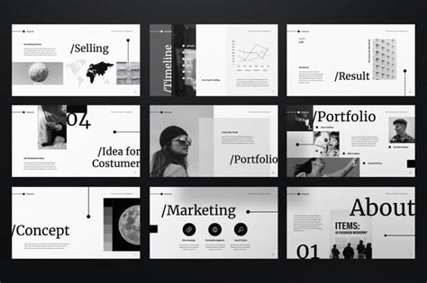 Grayscale Powerpoint Template Incl Brochure And Template Envato