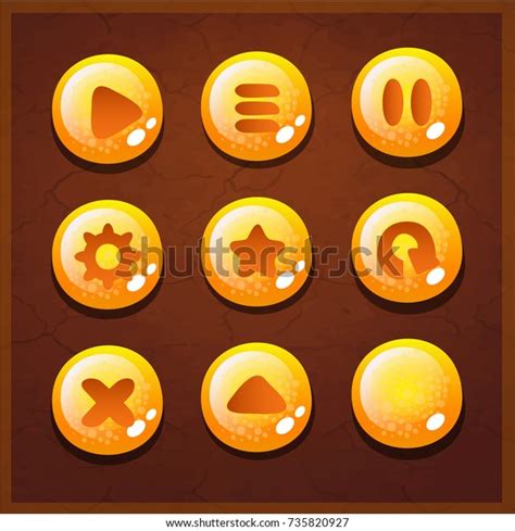 Game Ui Set Buttons Interface Stock Vector Royalty Free 735820927 Shutterstock