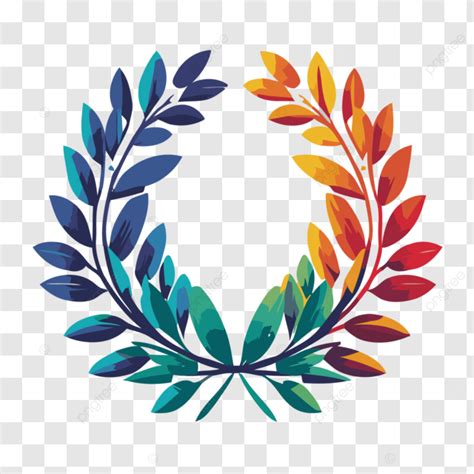 화려한 월계관 벡터 흰색 배경에 월계관의 단순한 다채로운 아이콘 그림자 없음 작은 프레임 중앙 Png 일러스트 및 벡터 에 대한 무료 다운로드 Pngtree