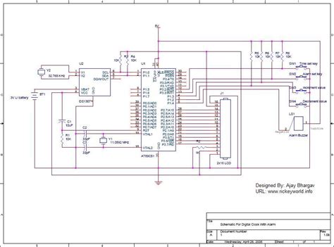 ds1307 alarm digital clock circuit electronic circuit schematic