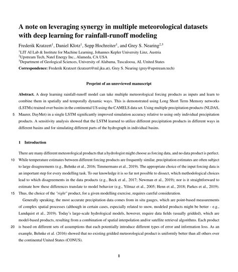 Pdf A Note On Leveraging Synergy In Multiple Meteorological Datasets With Deep Learning For