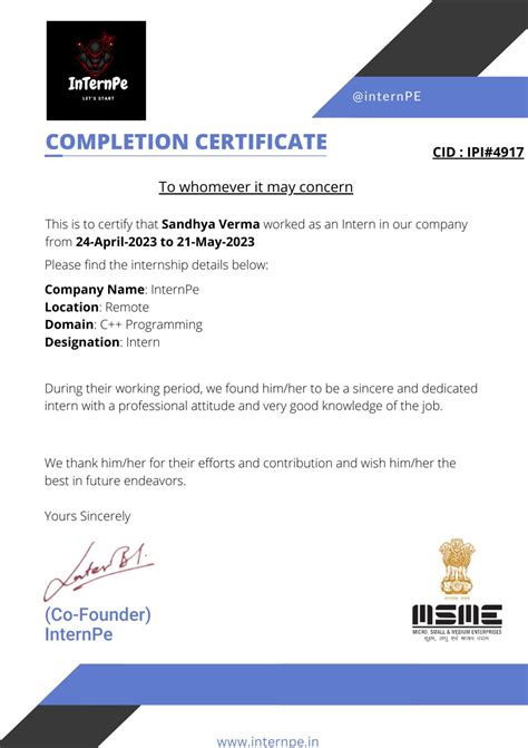Sandhya Verma On Linkedin Internpe Opportunities Cppprogramming Grateful Internship