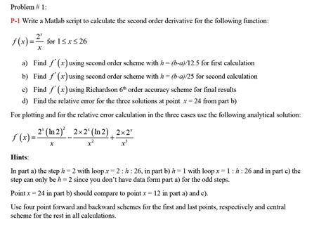 Solved Write A Matlab Script To Calculate The Second Order Chegg Com