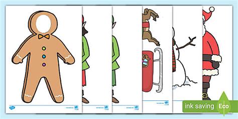 Face Cut Out Christmas Cards Editable Characters Twinkl