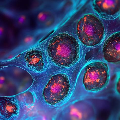 Extreme Macro Image Of Mesenchymal Stem Cells Premium Ai Generated Image