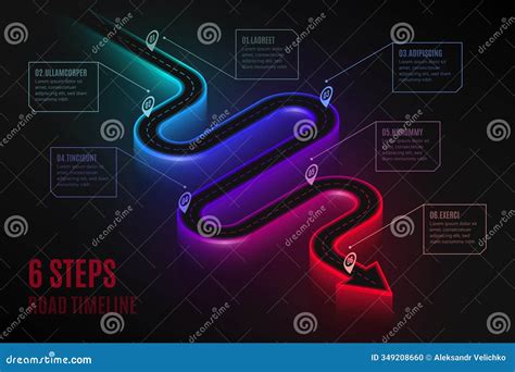 Isometric Navigation Map Infographic 6 Steps Timeline Concept Stock Vector Illustration Of