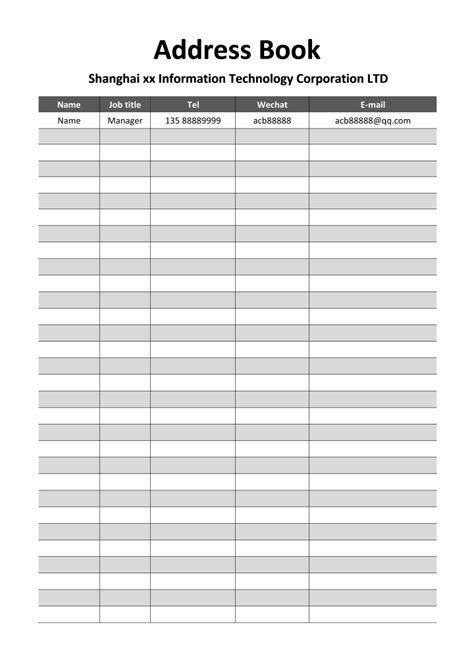 Simple Address Book Template Address Book Template Book Template Templates