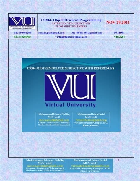 Cs304 Midterm Solved Subjective By Moaazpdf Vuzs