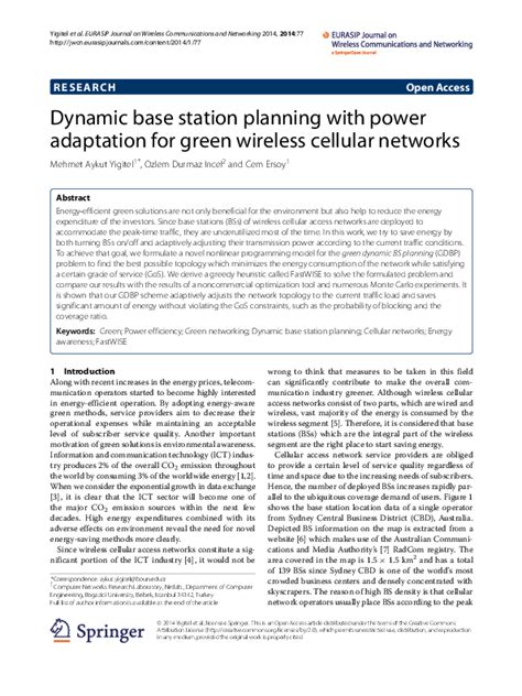 Pdf Dynamic Base Station Planning With Power Adaptation For Green Wireless Cellular Networks