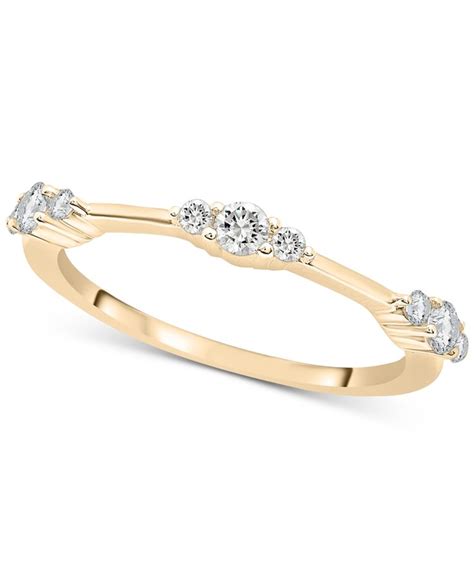 Diamond Tri Cluster Narrow Stack Band Ct T W In K Gold