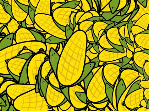 Color Of Pattern With Hand Drawn Corn Cartoon Stock Illustration Illustration Of Green