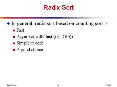 LinearTime Sorting Algorithms David Luebke 1 172022 Sorting