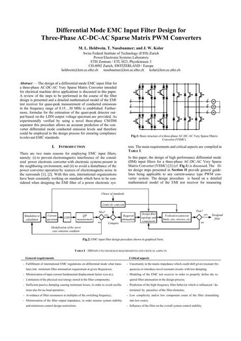 Pdf Differential Mode Emc Input Filter Design For Three Phase Ac Dc
